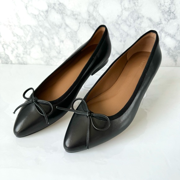Quince | Shoes | Quince Black Italian Leather Pointed Toe Bow Flats ...